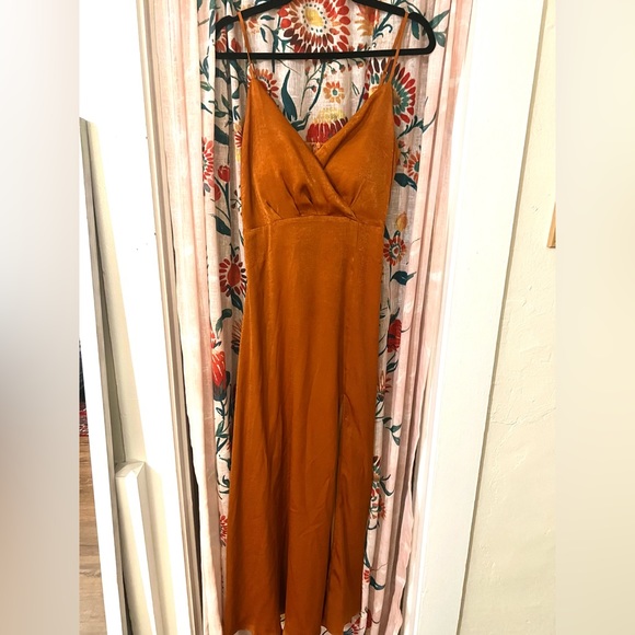 Lulus | Dresses | Lulus Rust Orange Satin Maxi Dress | Poshmark